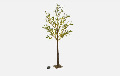 1.2m Solar Powered Olive Tree With 150 Microdot LED Lights Warm White ...