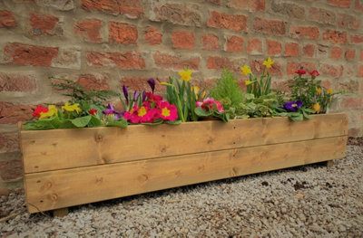1.2m Wooden Planter Garden Flower Trough Box (W)120cm (H)22cm (D)23cm