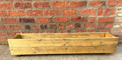 1.2m Wooden Planter Garden Flower Trough Box (W)120cm (H)22cm (D)23cm