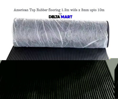 1.2m x 7m American Ribbed Rubber Flooring Heavy Duty 3mm Non Slip ...