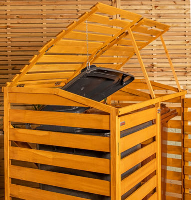 1.33m x 1.25m Large Wooden Outdoor Garden Double Wheelie Bin Store ...