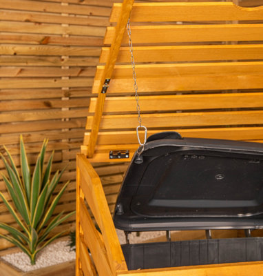1.33m x 1.25m Large Wooden Outdoor Garden Double Wheelie Bin Store ...