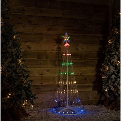 1.35m Light up Christmas Cone Tree with 160 Multi Coloured LEDs and ...
