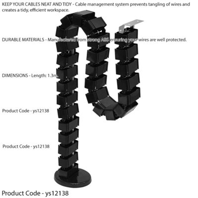 1.3m x 75mm Flexible Cable Management System for Standing Desks - Keep ...