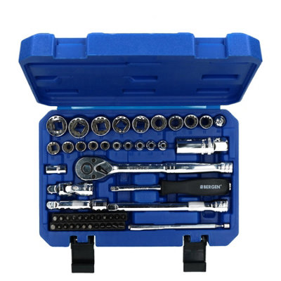 1/4" + 3/8" Drive Gear Lock Metric MM Socket And Accessory Set 52pc ...