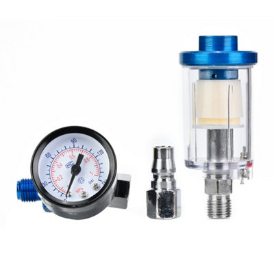 1/4" Air Inlet Pressure Regulator with Inline Water Oil Trap Filter for ...