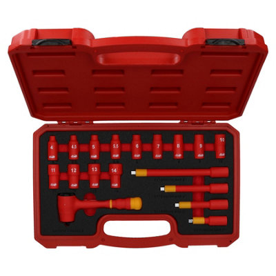 1/4" Drive Insulated VDE Tool Socket and Accessory Kit 18pc Metric GS ...