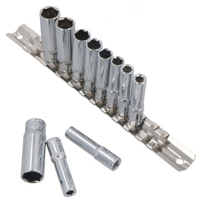 1/4" Drive Metric MM Double Deep Sockets 11pc 4mm - 13mm 6 Sided | DIY ...