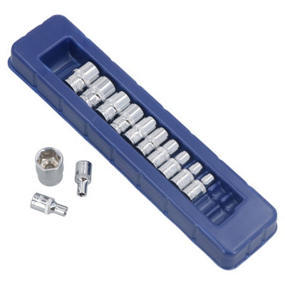 1/4" Drive Shallow Metric MM Sockets 6 Sided Single Hex 4mm - 14mm 13pc