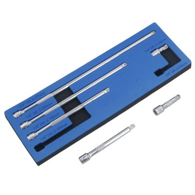 1/4" Drive Wobble Swivel Socket Extension Bar Set 6pcs 50mm - 275mm