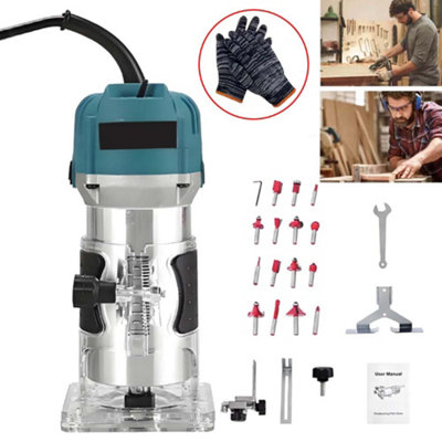 1/4 Electric Hand Trimmer Wood Laminator Palm Router with 15PCS Router ...