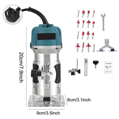 1/4 Electric Hand Trimmer Wood Laminator Palm Router with 15PCS Router ...