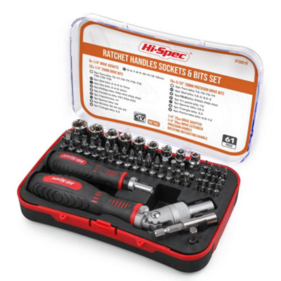 1/4 Hex Multi Bit Precision Screwdriver & Ratchet Handle Set 61pc