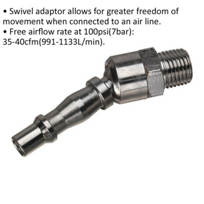 1/4 Inch BSPT Male Thread Swivel Adaptor for Airflow Coupling