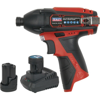 1/4 Inch Hex Drive Cordless Impact Driver - 2 x 12 V Li-on Batteries ...