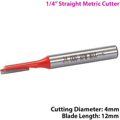 1/4" SHANK 4mm x 12mm Tungsten Carbide Straight Router Bit Worktop Wood ...