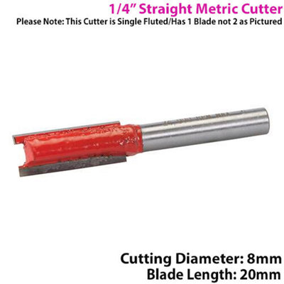 1/4" SHANK 8mm x 20mm Tungsten Carbide Straight Router Bit Worktop Wood ...