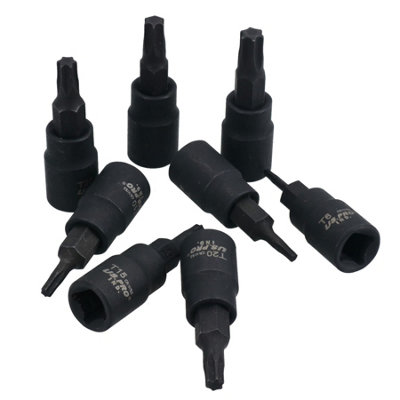 1/4in Drive Allen Hex Torx Star Impact Shallow Sockets T6 - T30 1.5 ...