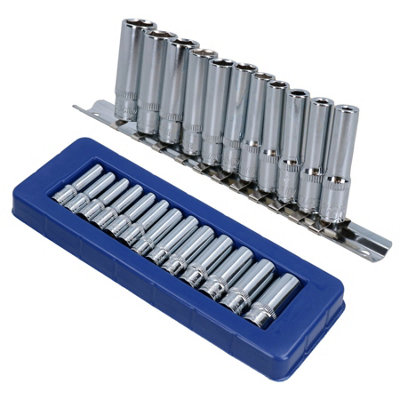 1/4in Drive Deep Metric and Imperial SAE AF Sockets 24pc