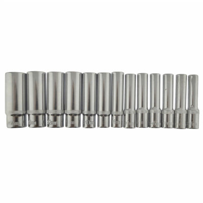 1/4in Drive Torque Wrench 5 to 25 Nm and Metric 6 Sided Deep Sockets 4 ...
