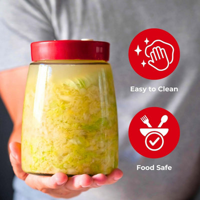 1.4L Glass Fermentation Jars with Airlocks, 2-Pack for Kimchi, Kombucha ...
