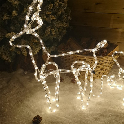 1.4m LED Rope Light Reindeer with Sleigh Christmas Decoration in Warm White