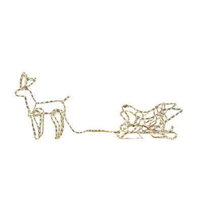 1.4m LED Rope Light Reindeer with Sleigh Christmas Decoration in Warm White