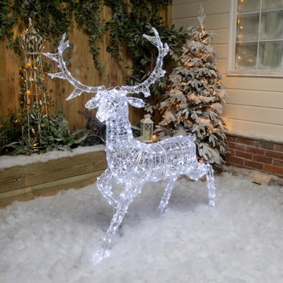 1.4M Soft Acrylic Outdoor Light Up Christmas Reindeer Stag with 330 ...