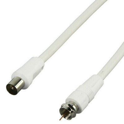 1.5m F Connector Male to Aerial Plug Antenna Cable RF Coaxial Coax Fly ...