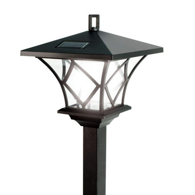 1.5m Tall Black Solar-Powered Garden Lamp Post, Weatherproof and ...