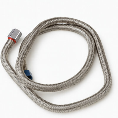 1.5M x 1/2" x 11mm Flexible Cone Hose Chrome Stainless Steel Braided ...