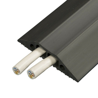 1.5m x 83mm Heavy Duty Rubber Floor Cable Cover Protector Twin Channel ...
