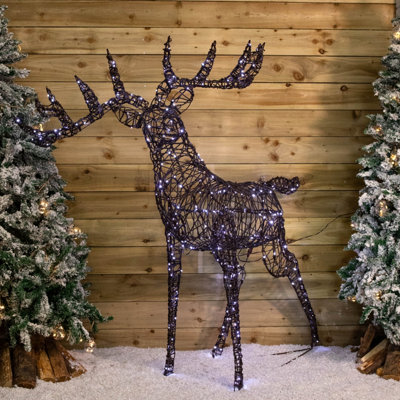 1.66m Light up Brown Christmas Standing Stag with 440 White & Warm ...
