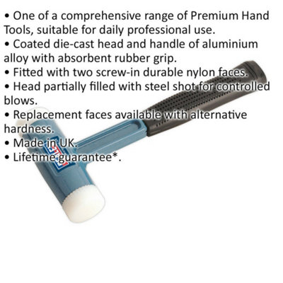 1.75lb Nylon Faced Dead Blow Hammer with Rubber Grip and Steel Shot for ...