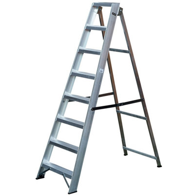 1.7m Aluminium Swingback Step Ladders - 8 Tread Lightweight ...