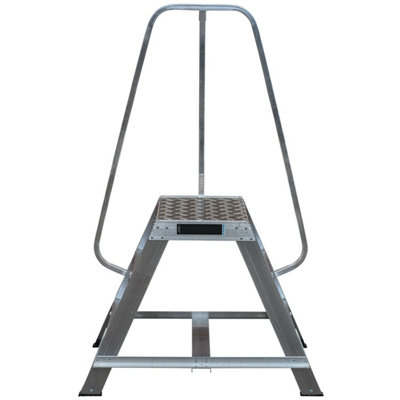 1.7m Heavy Duty Double Sided Step Ladders with Safety Handrail and Non ...