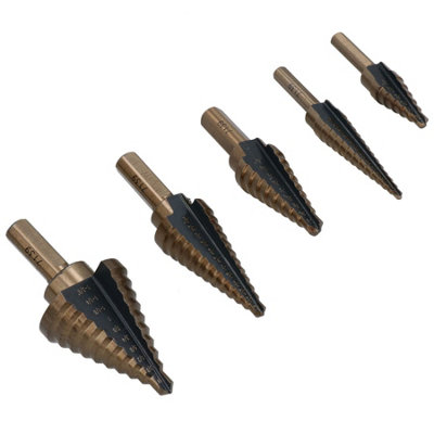 1/8" - 1 - 3/8" Imperial HSS - G Step Drill Cone Conical Cutter 5pc Set ...