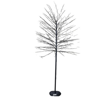 1.8m 6ft Outdoor Black Micro Dot Christmas Blossom Tree with 900 Warm ...