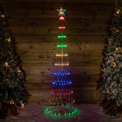 1.8m Light up Christmas Cone Tree with 220 Multi Coloured LEDs and ...