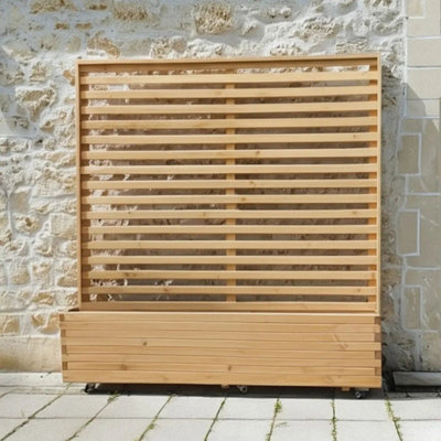 1.8m Pine Raised Wooden Trellis Planter with Wheels