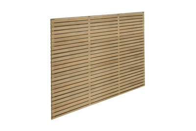 1.8m x 1.5m Pressure Treated Contemporary Double Slatted Fence Panel ...