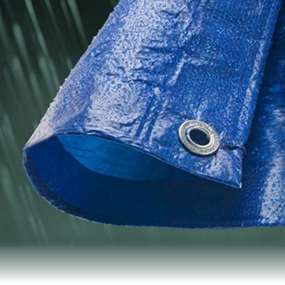 1.8M x 1.8M ECONOMY BLUE WATERPROOF TARPAULIN SHEET TARP COVER WITH ...