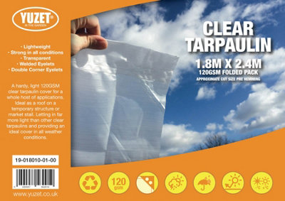 1.8m x 2.4m Yuzet Clear Tarpaulin Heavy Duty Ribbed Sheet Market Stall ...