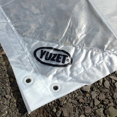 1.8m x 2.4m Yuzet Clear Tarpaulin Heavy Duty Ribbed Sheet Market Stall ...