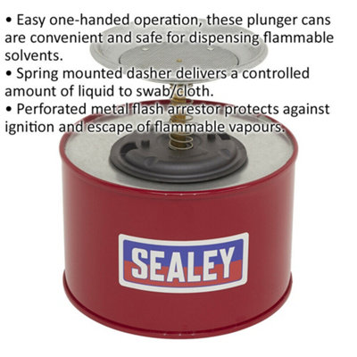 1.9 Litre Plunger Can - One Handed Operation - Flammable Liquid Dispenser