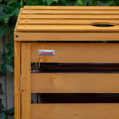 1.99M X 1.25M LARGE WOODEN OUTDOOR GARDEN TRIPLE WHEELIE BIN STORE ...