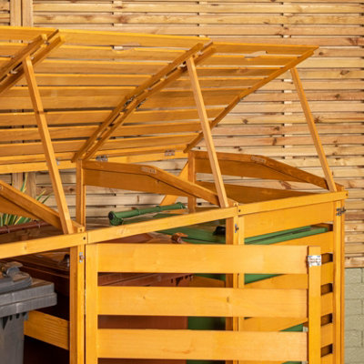 1.99M X 1.25M LARGE WOODEN OUTDOOR GARDEN TRIPLE WHEELIE BIN STORE ...