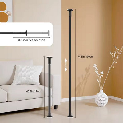 1.9m adjustable telescopic pole no drill extendable rod for curtains ...