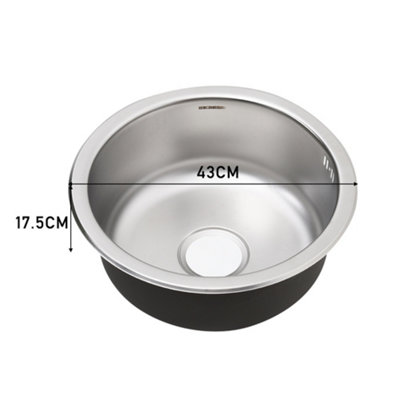 1 Bowl Round Modern Catering Inset Stainless Steel Kitchen Sink with ...
