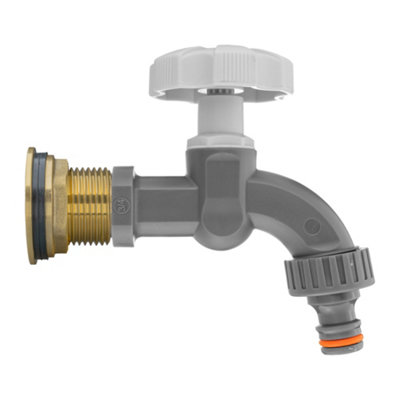 1" BSP Male to 3/4" BSP Female Brass Water Butt Connector Kit with Grey ...